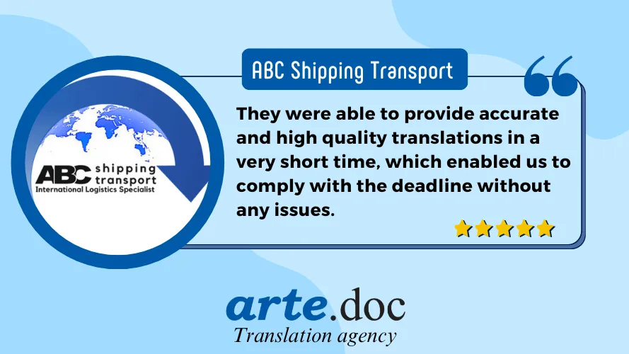 Translation and notarisation of company tax declarations - ABC Shipping | arte.doc translations